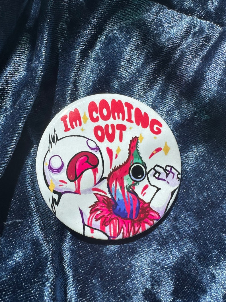 Worm on a String Coming Out Button - Etsy