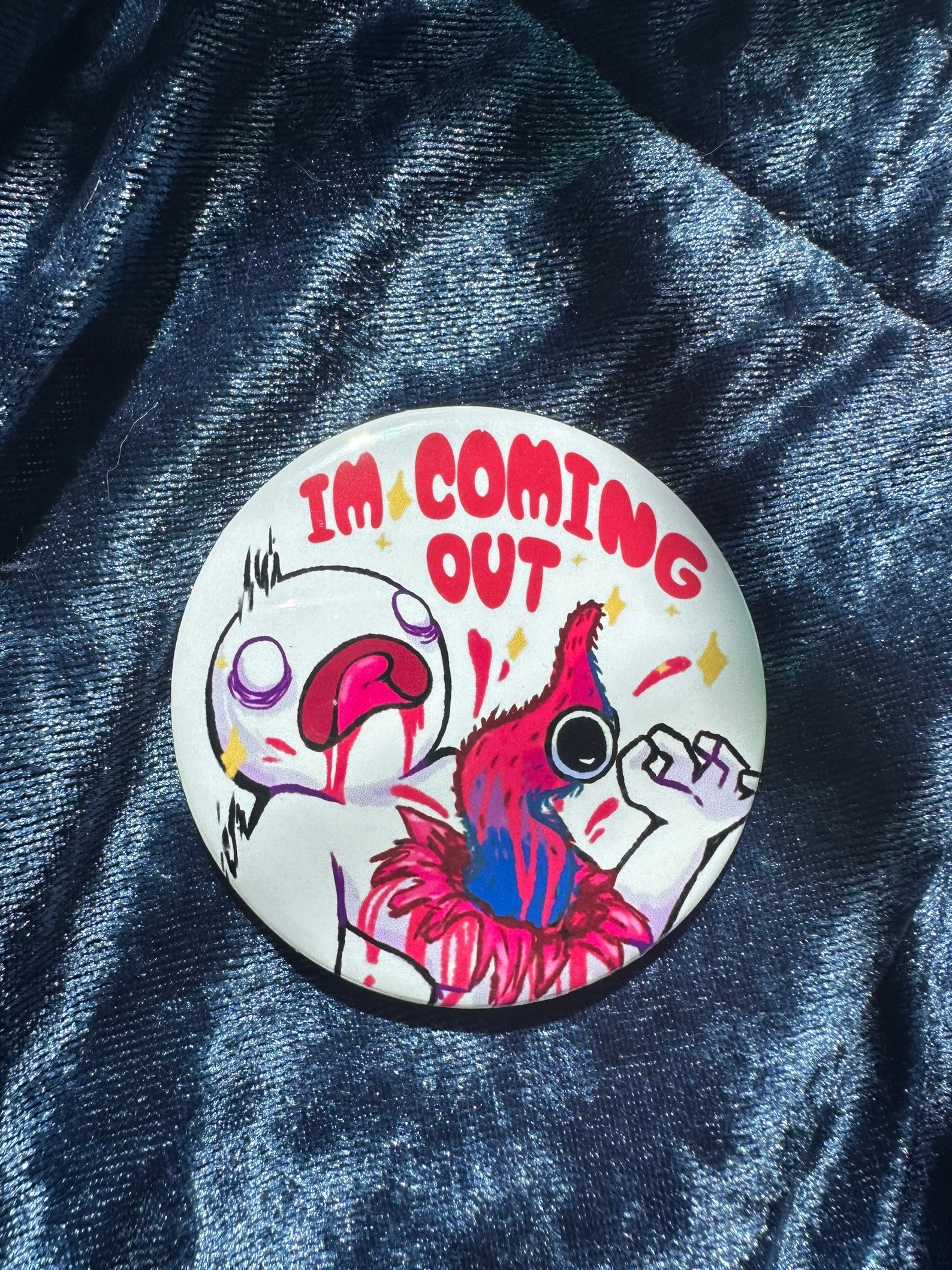 Worm on a String Coming Out Button - Etsy