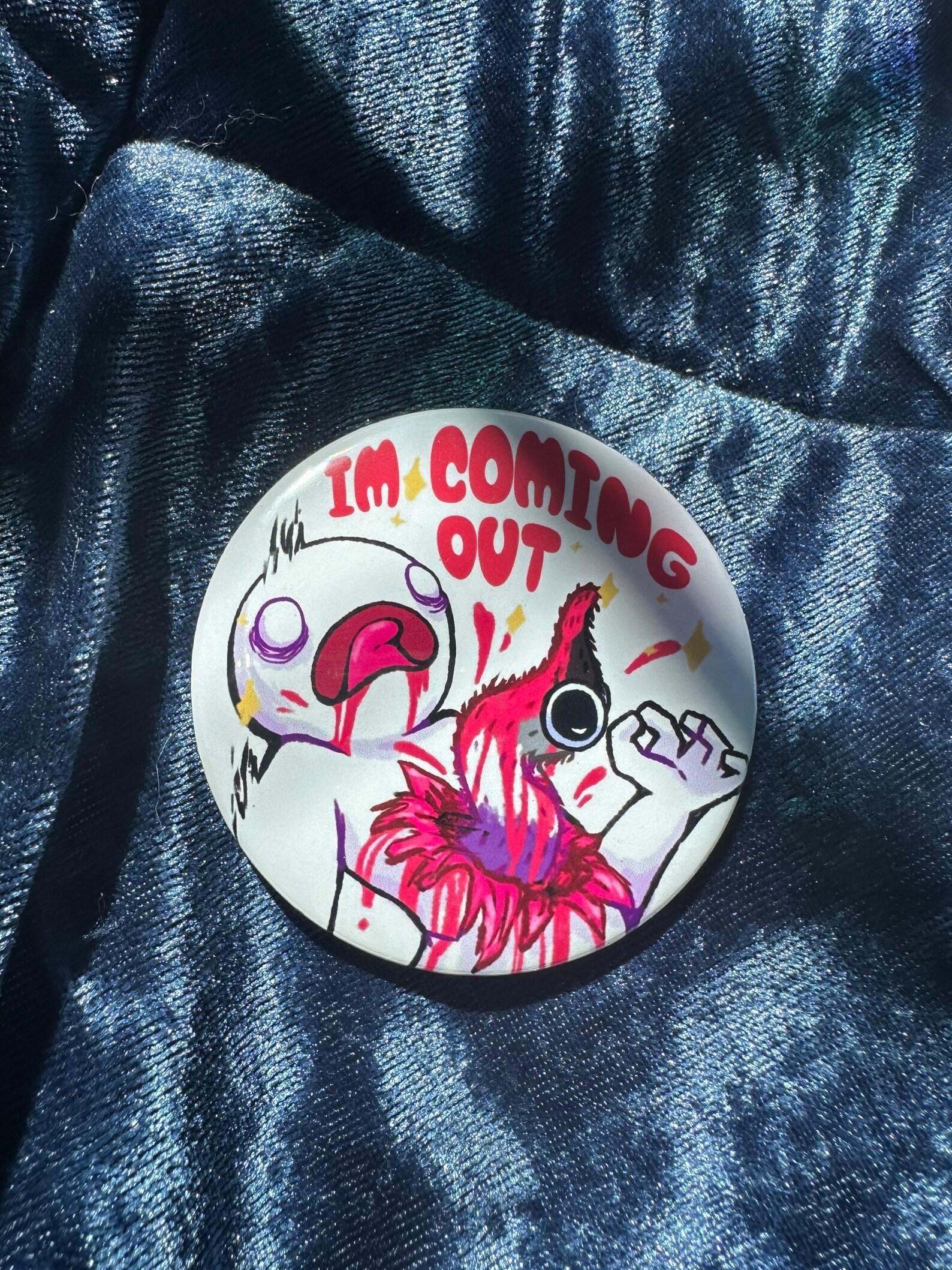 Worm on a String Coming Out Button - Etsy