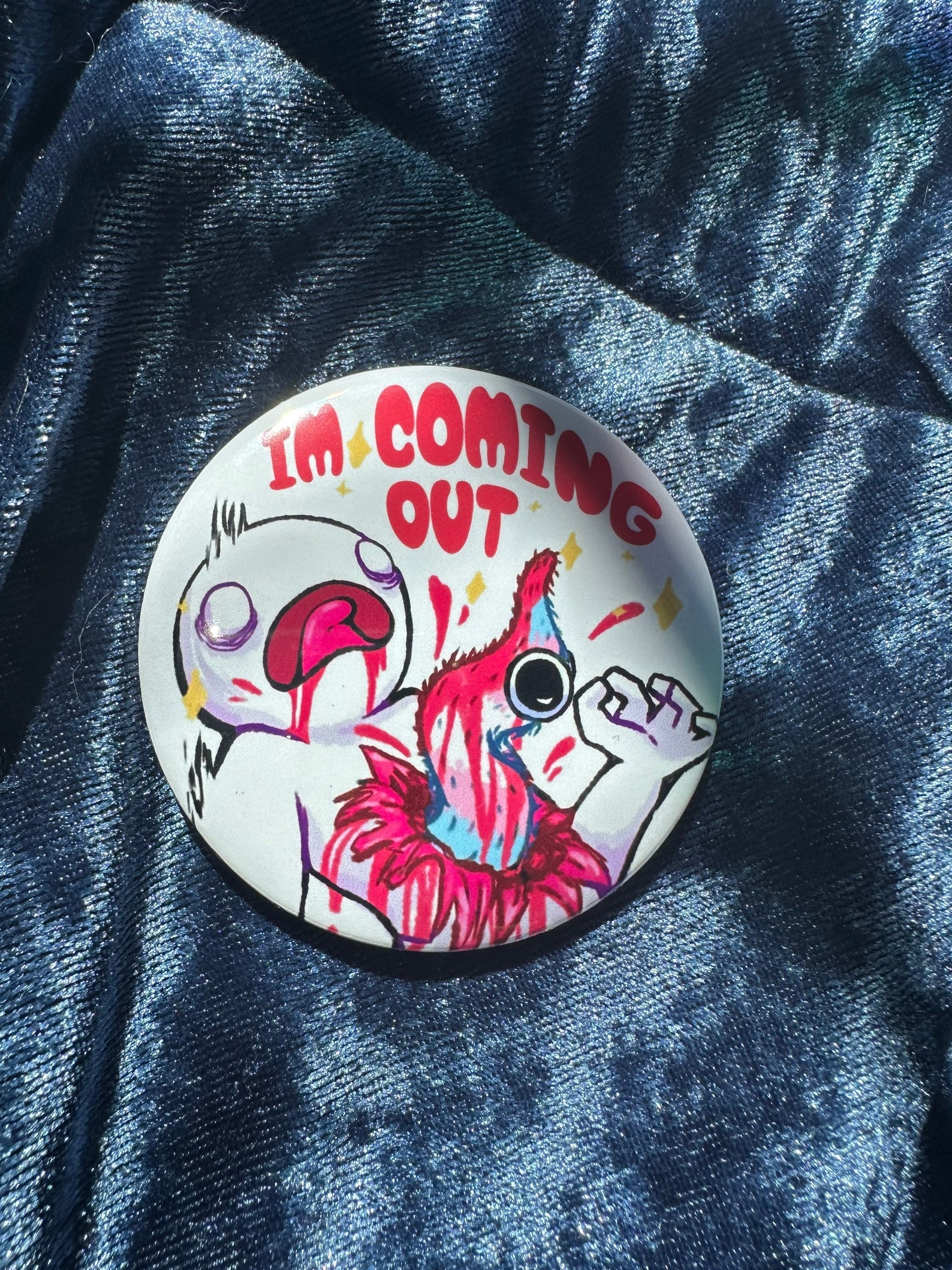 Worm on a String Coming Out Button - Etsy