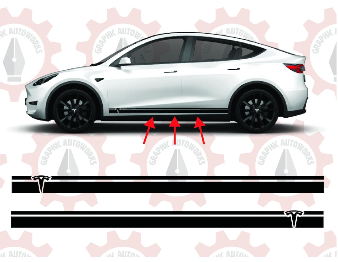 2020 - 2024 Tesla Model Y Logo Stripe Rocker Panel Lower Doors Vinyl ...