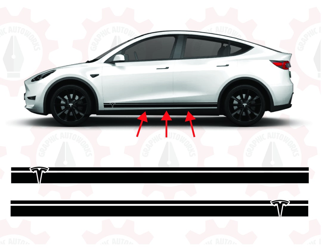 2020 2024 Tesla Model Y Logo Stripe Rocker Panel Lower Doors Vinyl ...