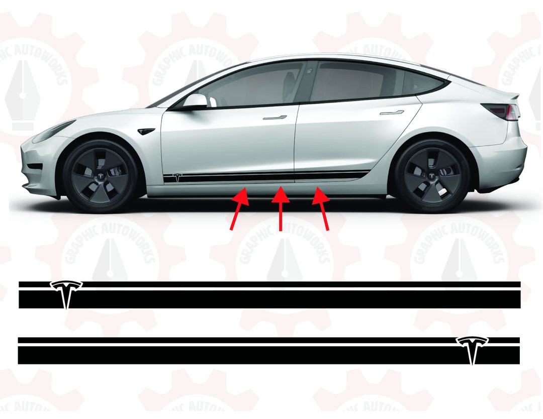 2020 2024 Tesla Model 3 Logo Stripe Rocker Panel Lower Doors Vinyl ...
