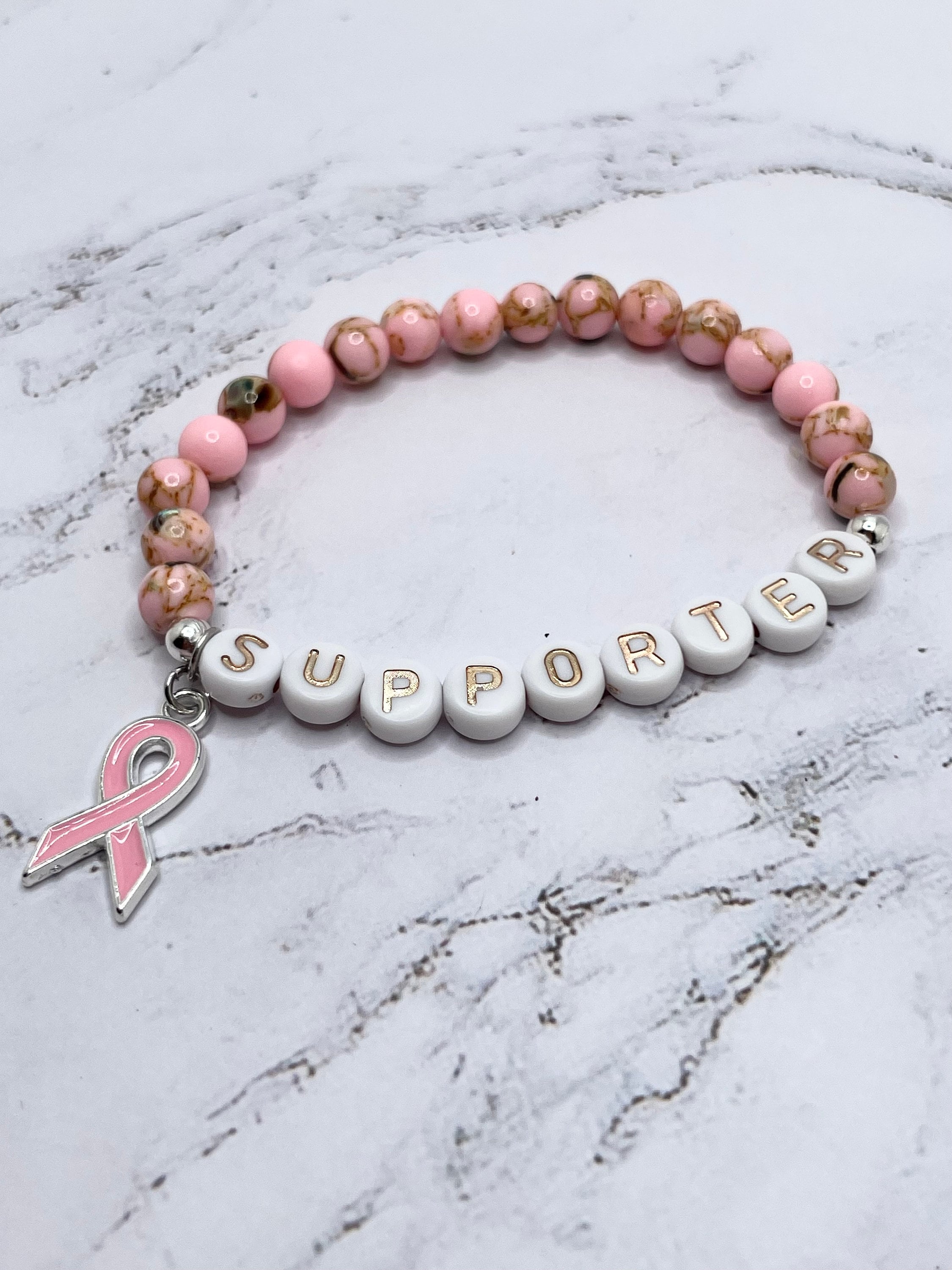 Breast Cancer Beaded Bracelet; Breast Cancer Awareness; Cancer Gifts ...