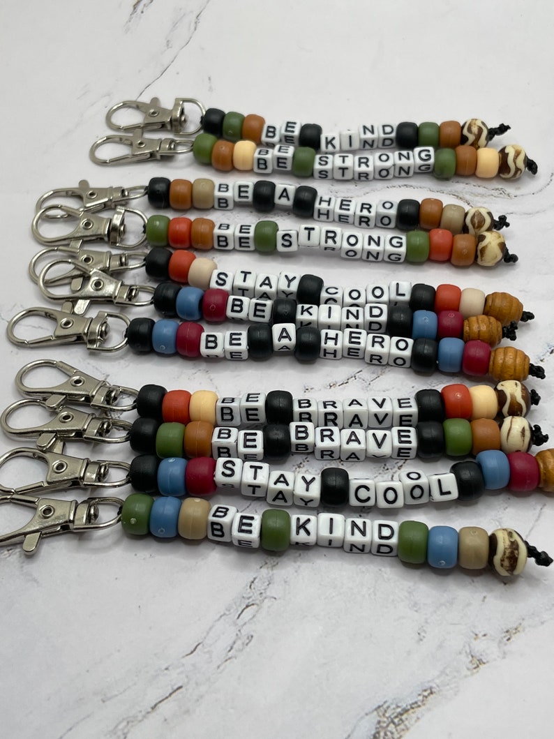 Kids Beaded Backpack Clips; Kids Beaded Keychains; Positive Phrases ...