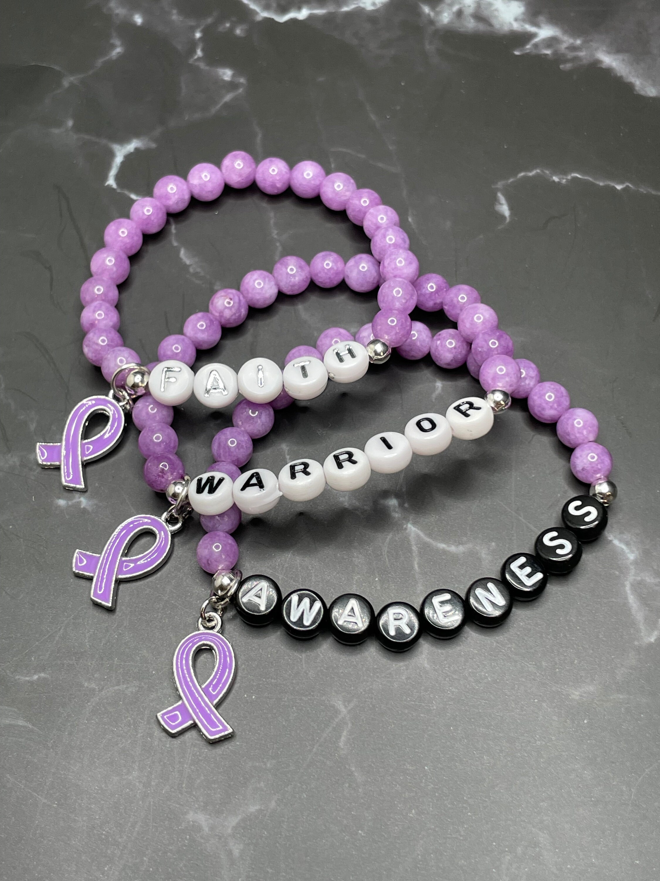 Purple Ribbon Awareness Bracelet Pancreatic Cancer Alzheimer's Disease ...