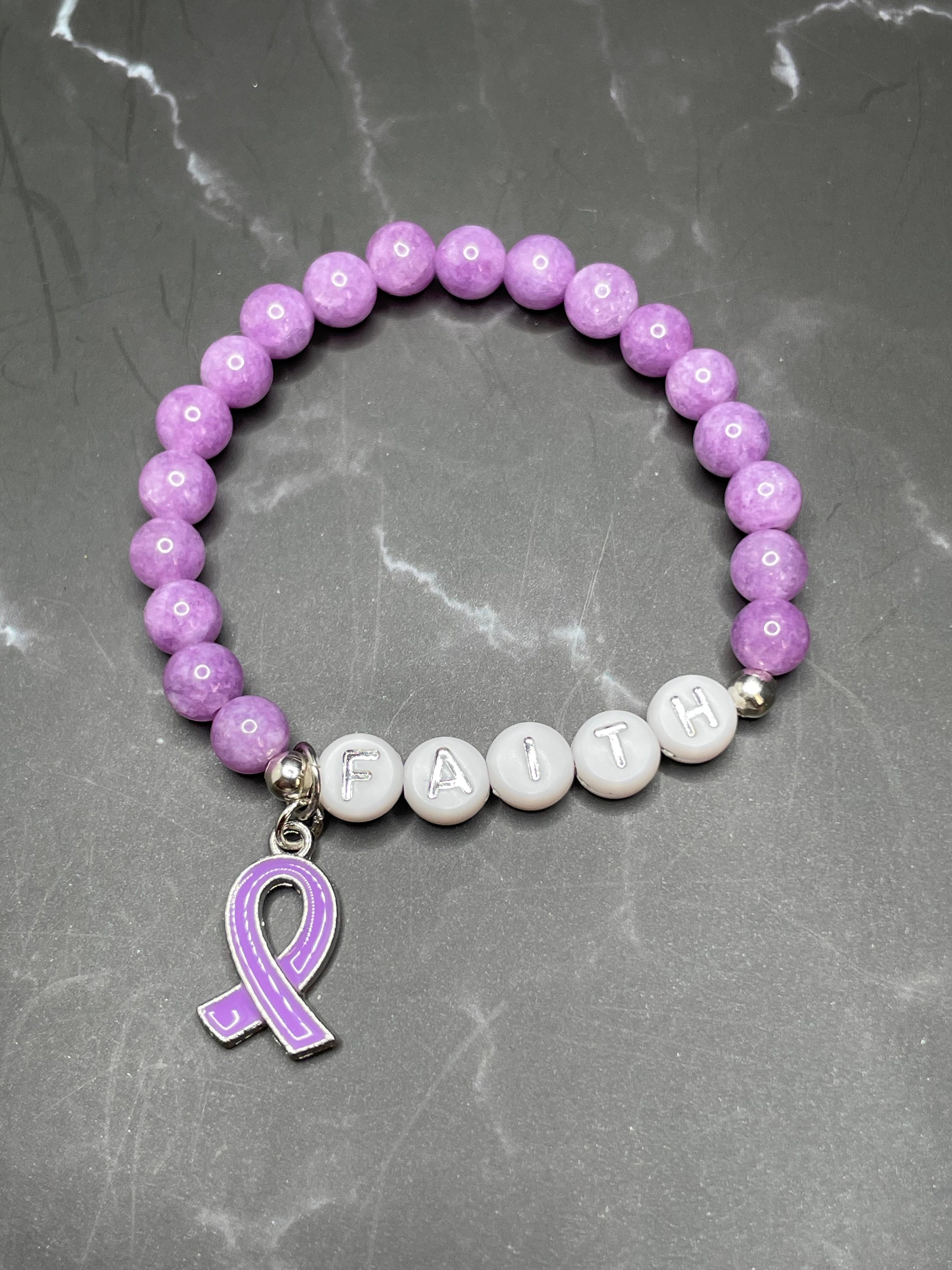 Purple Ribbon Awareness Bracelet Pancreatic Cancer Alzheimer's Disease Crohn's Disease Epilepsy ...