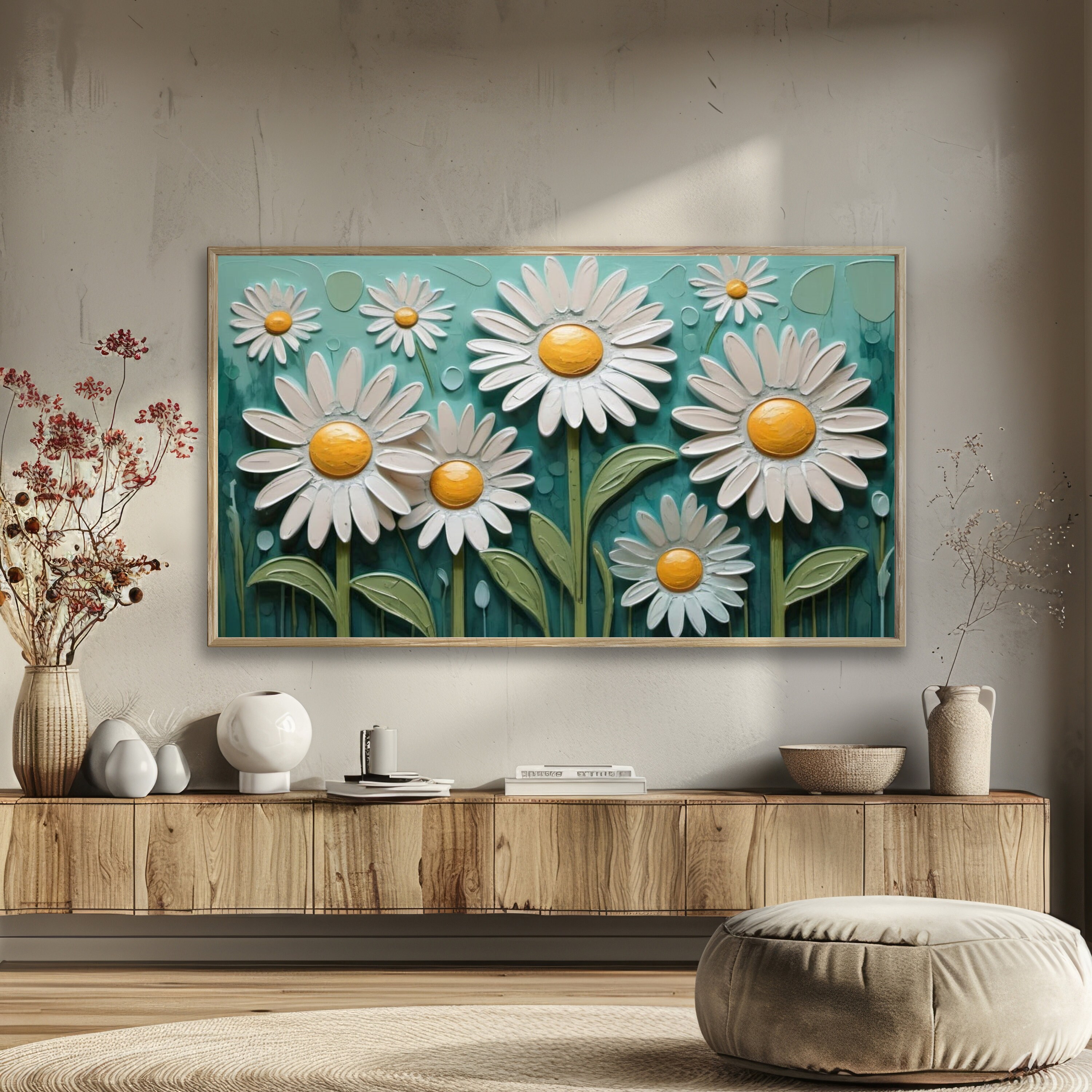 Textured Daisy Flower Frame TV Art | April Birth Flower TV Art ...