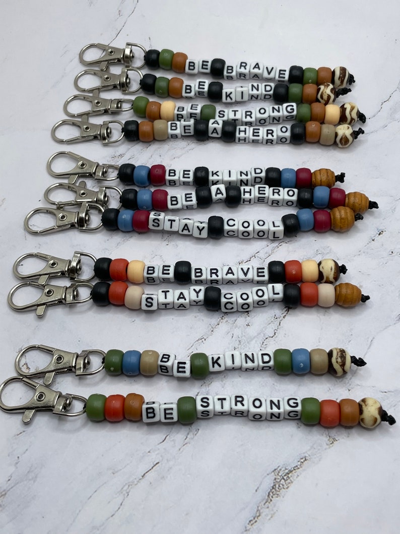 Kids Beaded Backpack Clips; Kids Beaded Keychains; Positive Phrases ...