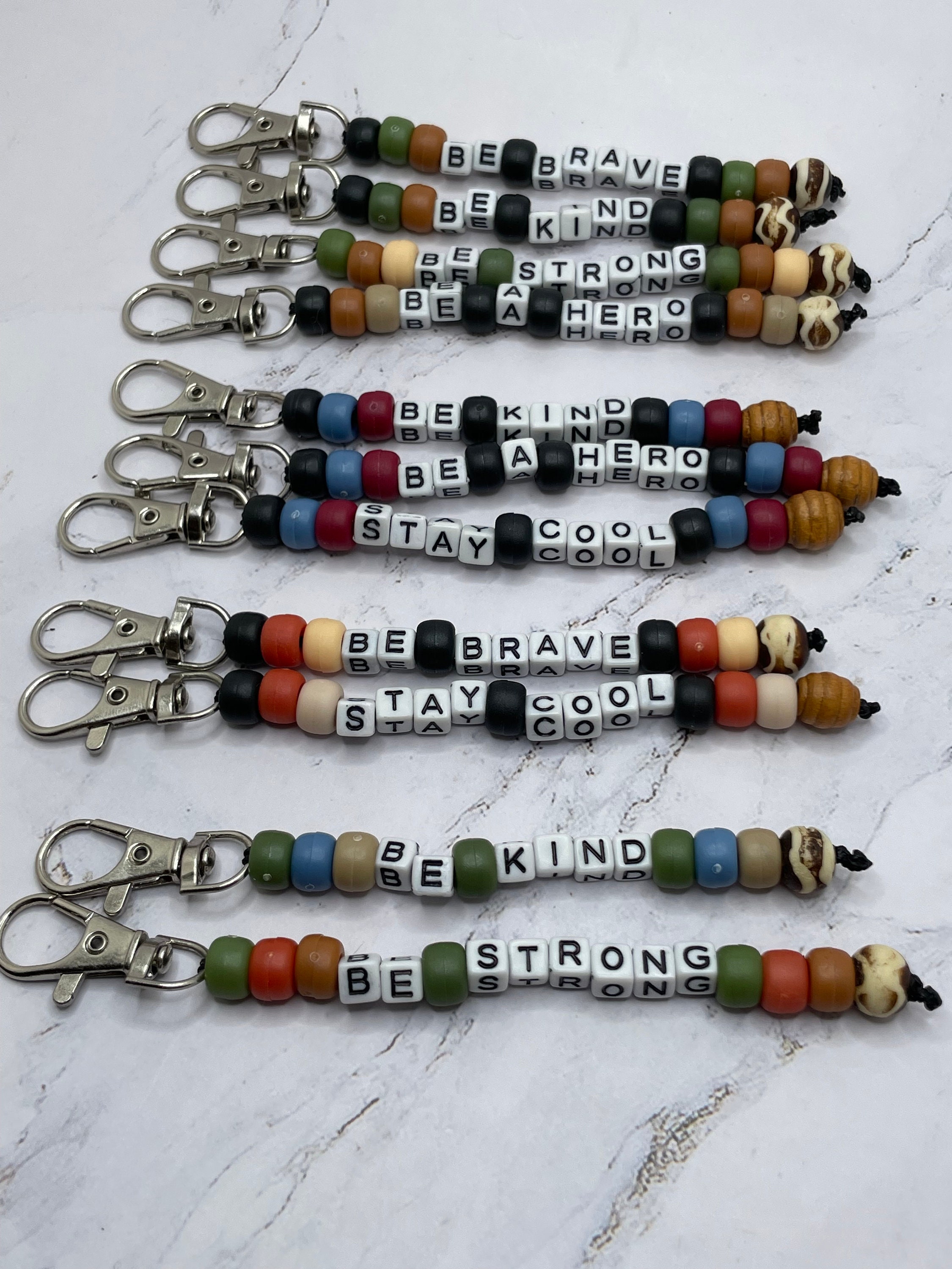 Kids Beaded Backpack Clips; Kids Beaded Keychains; Positive Phrases ...
