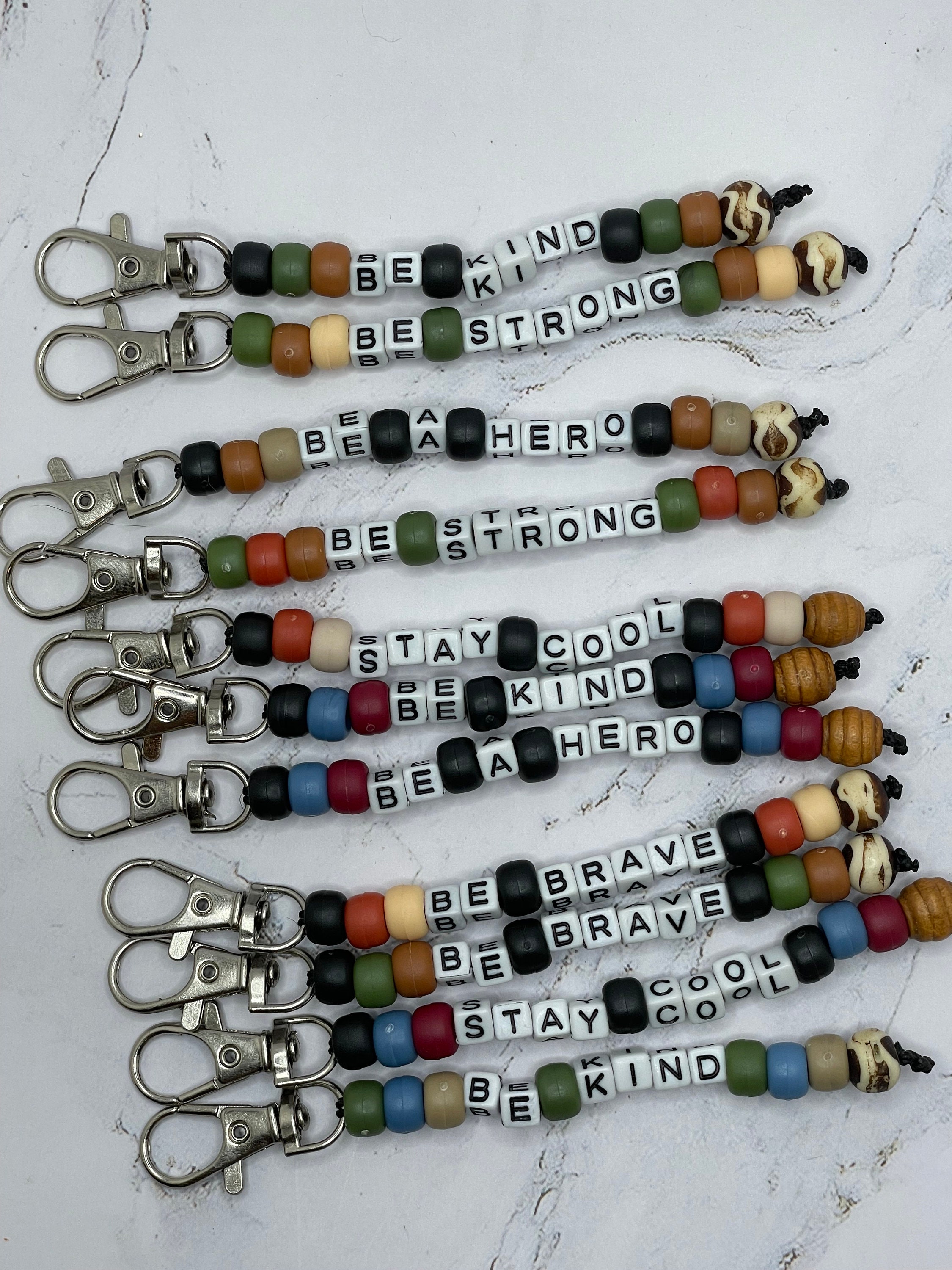 Kids Beaded Backpack Clips Kids Beaded Keychains Positive Phrases Kids ...