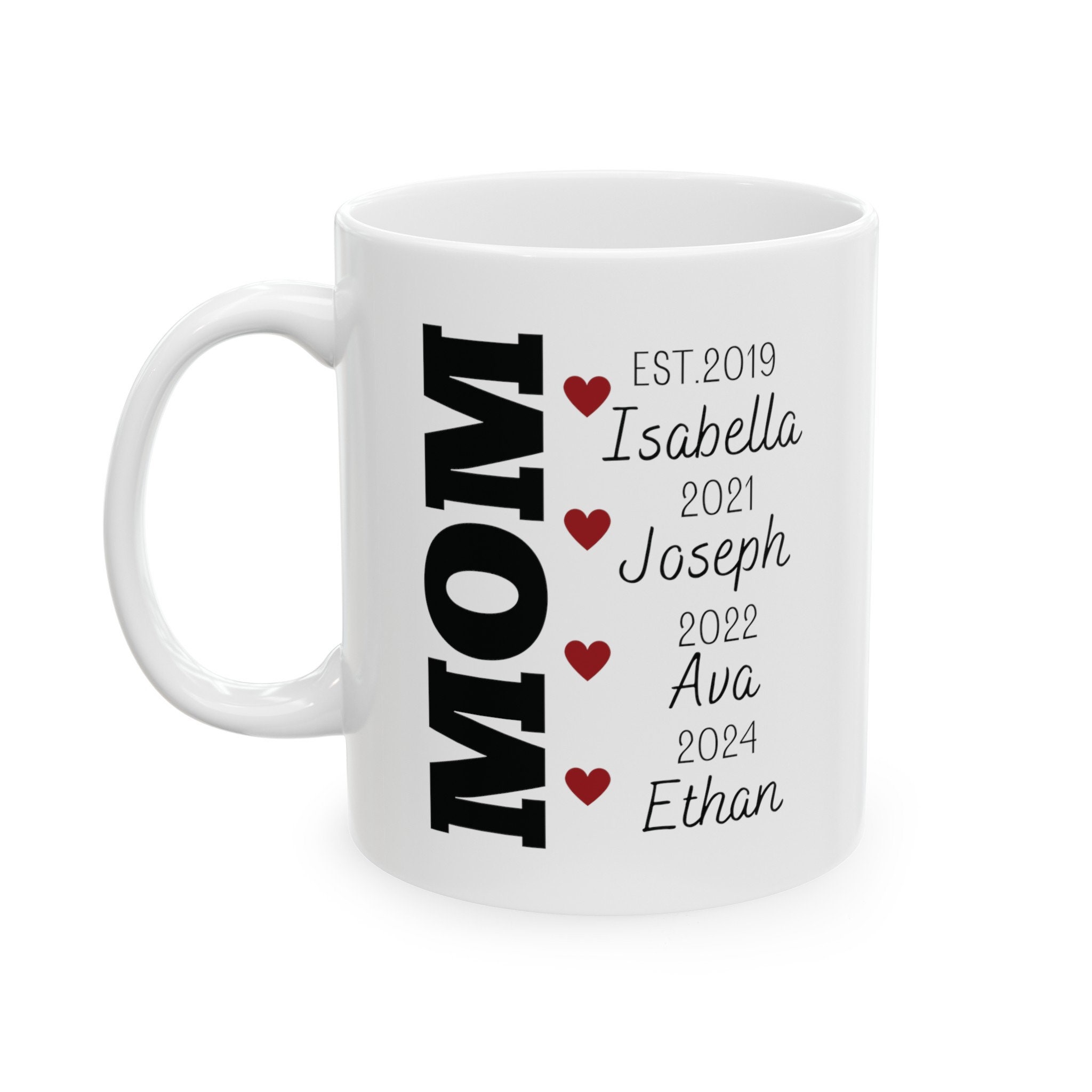 Personalized Mom Mug With Kids Names and Years Personalized Mug for Mom ...