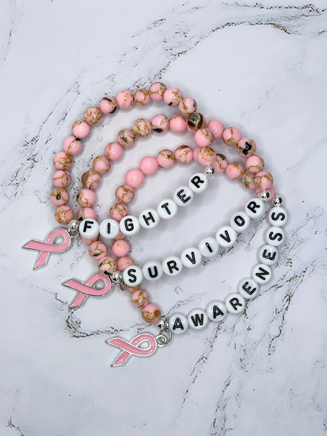 Breast Cancer Beaded Bracelet Breast Cancer Awareness Cancer Gifts ...