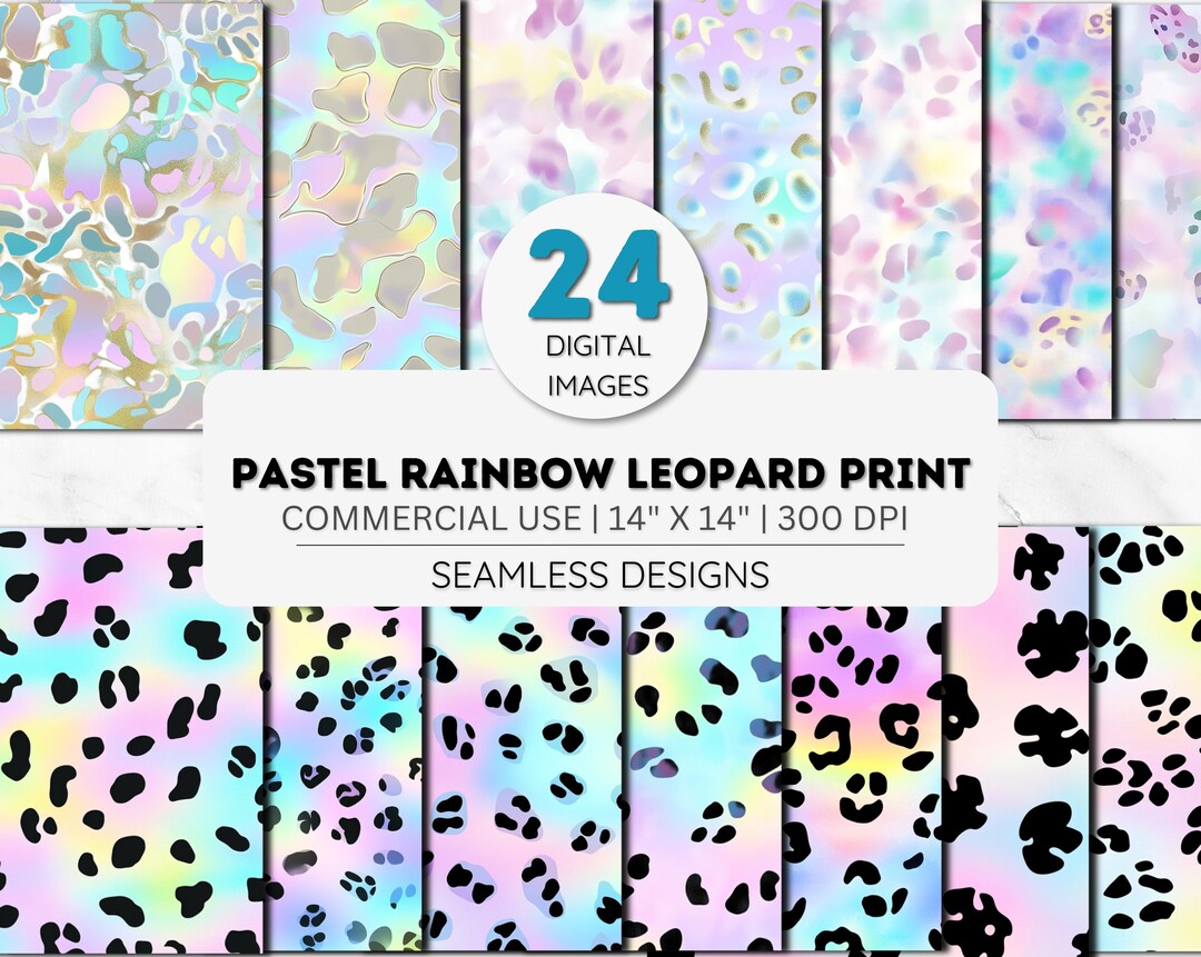 Pastel Rainbow Leopard Print Digital Paper - Seamless Animal Print ...