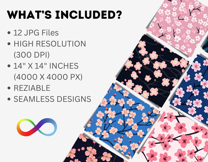 Sakura Digital Paper, Seamless Japanese Cherry Blossom Patterns ...