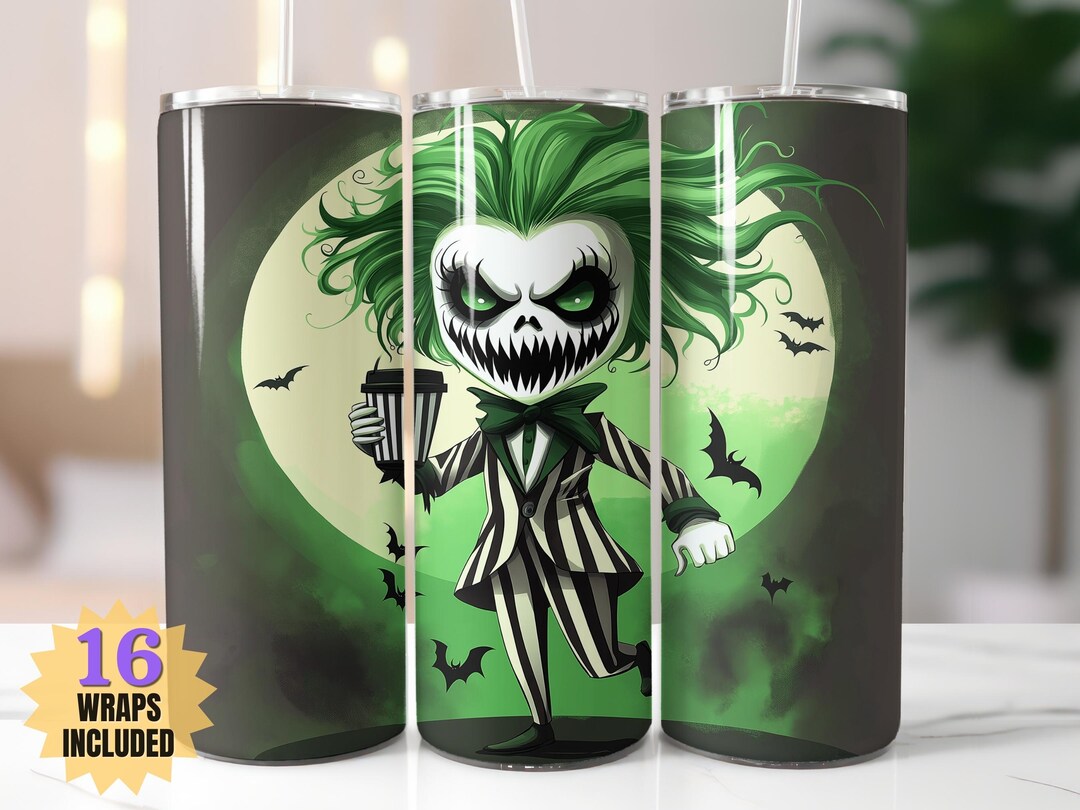Creepy Striped Skeleton Tumbler Wrap PNG for Sublimation – 20oz ...