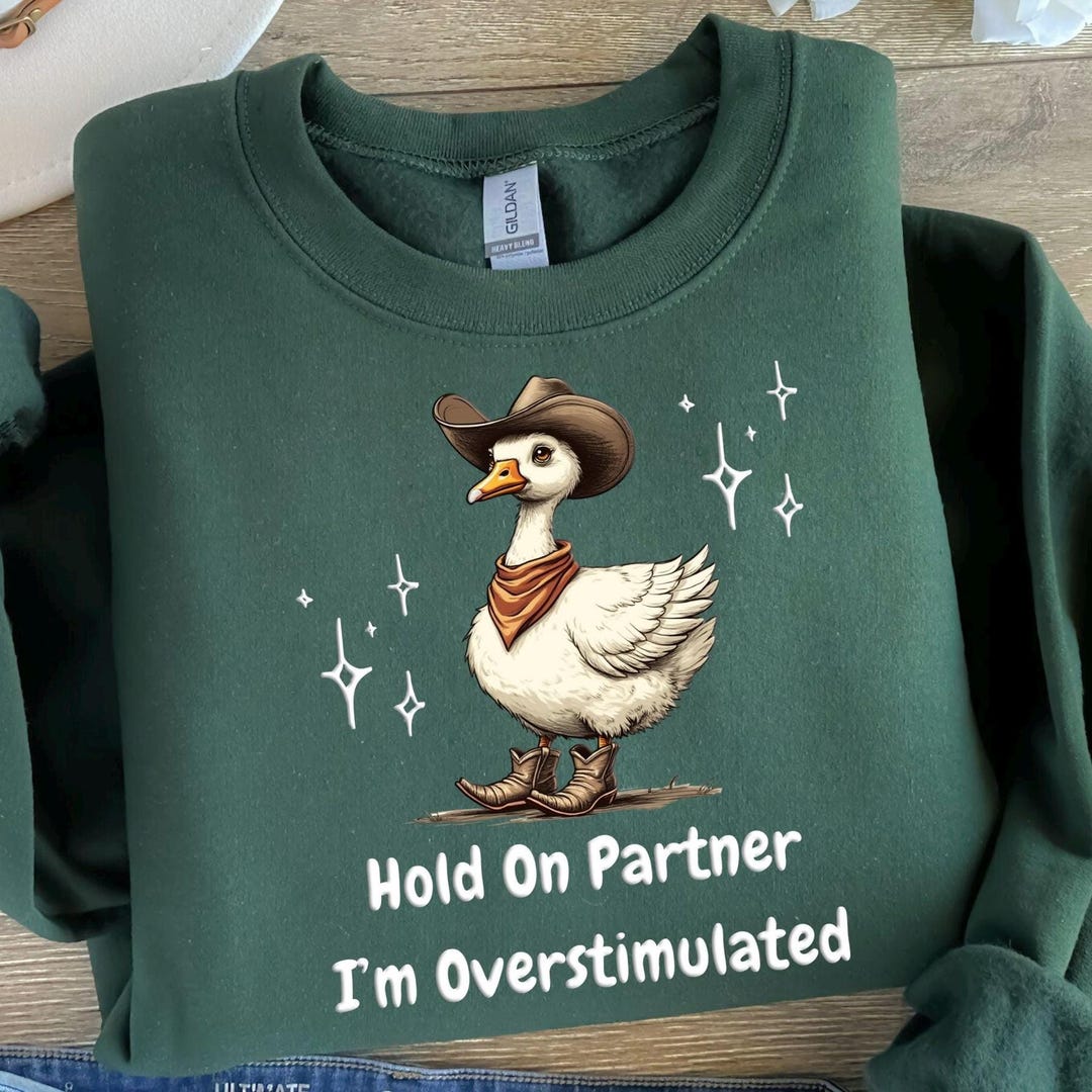 Cowboy Duck PNG, Hold on Partner I’m Overstimulated PNG, Funny ...