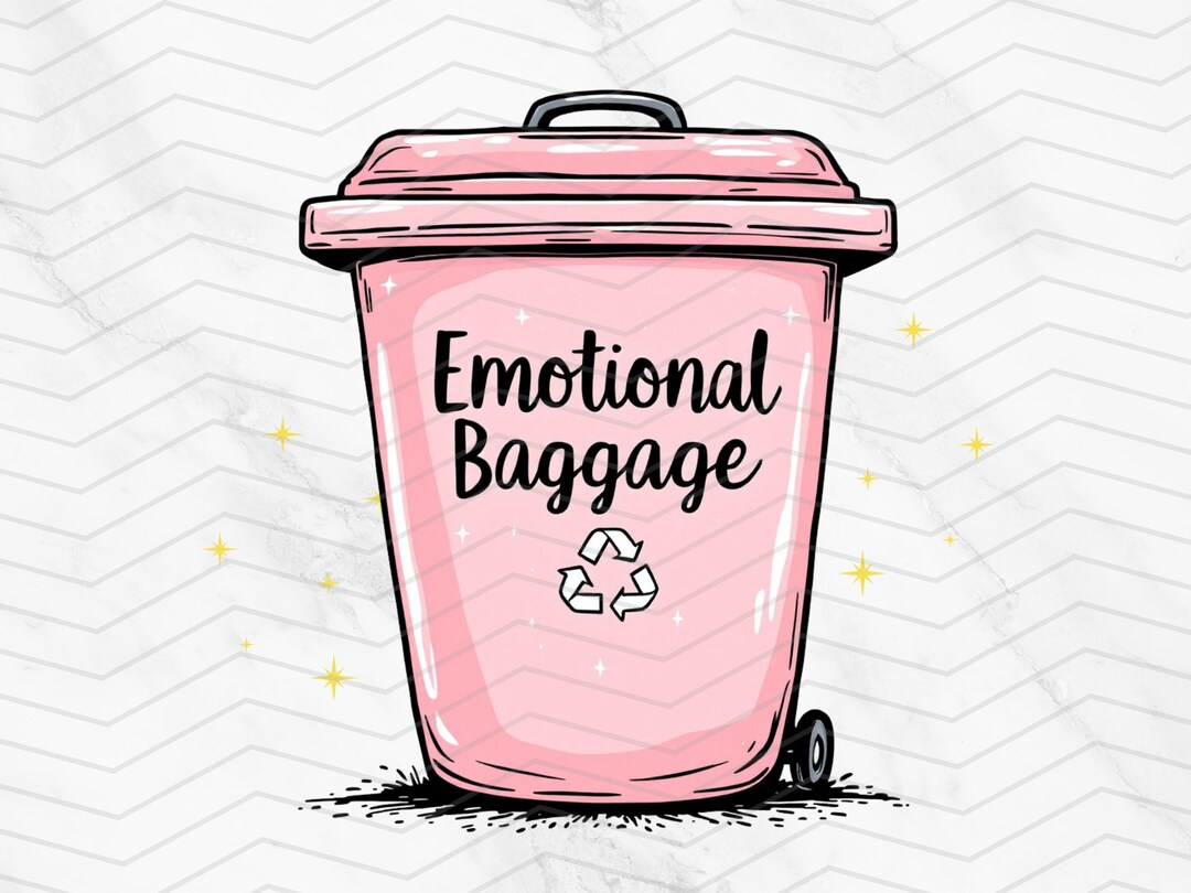 Emotional Baggage PNG | Funny Pink Trash Can Clipart Digital Download ...