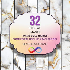 White Gold Marble Digital Paper - Seamless Minimalist Texture ...