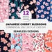 Sakura Digital Paper, Seamless Japanese Cherry Blossom Patterns ...