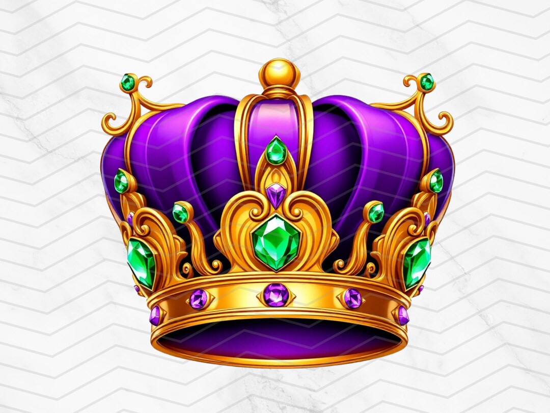 Mardi Gras Crown PNG Digital Download, Majestic Gold Crown With Purple ...