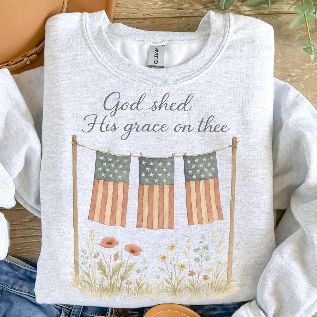 God Shed His Grace on Thee PNG, Vintage Patriotic Watercolor ...