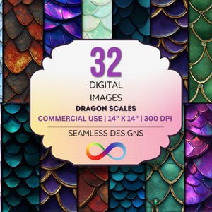 Dragon Scales & Mermaid Skin Digital Paper - Fantasy Texture ...