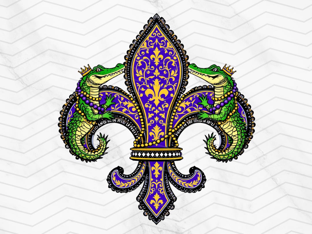 Mardi Gras Fleur-de-lis PNG | Alligator Royalty Digital Download ...