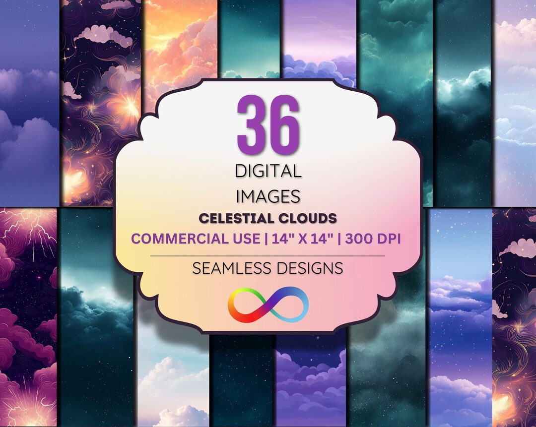 Celestial Cloud Digital Paper – Dreamy Sky Backgrounds, Galaxy Night ...