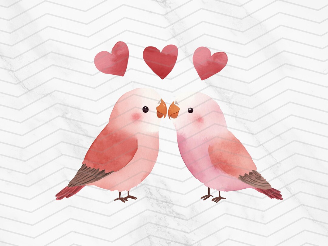 Watercolor Love Birds PNG, Romantic Valentine’s Day Digital Clipart ...