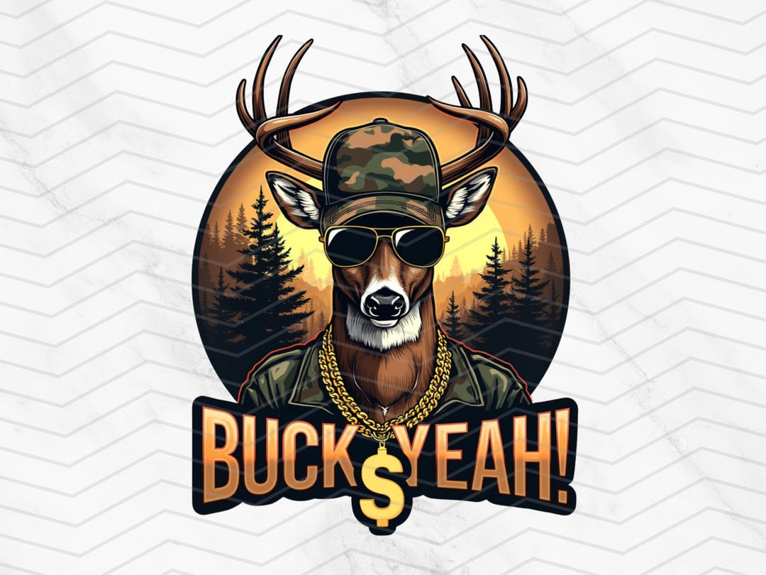 Buck Yeah PNG, Funny Hunting Deer PNG, Cool Buck With Camo and ...