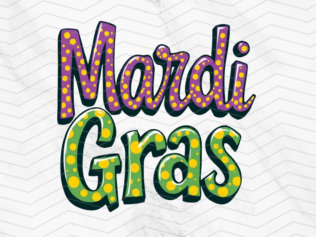 Mardi Gras Text PNG Digital Download, Colorful Polka Dot Lettering ...