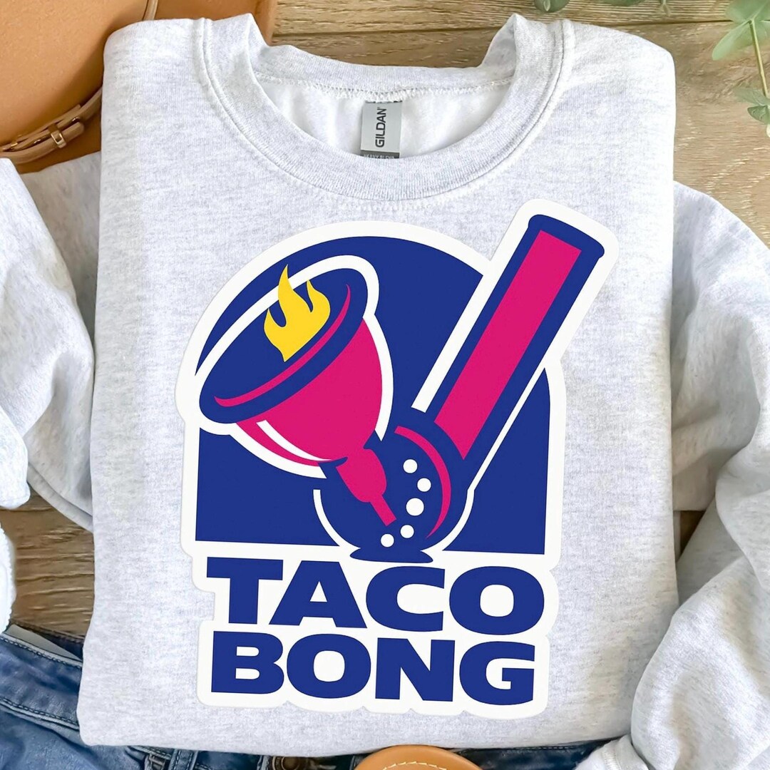 Taco Bong PNG, Funny Weed Logo Parody Clipart, 420 Stoner Humor Design ...