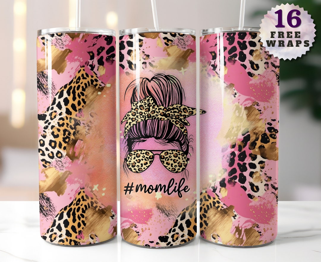 Pink And Gold Cheetah Mom Life 20 Oz Skinny Tumbler Wrap Leopard Print