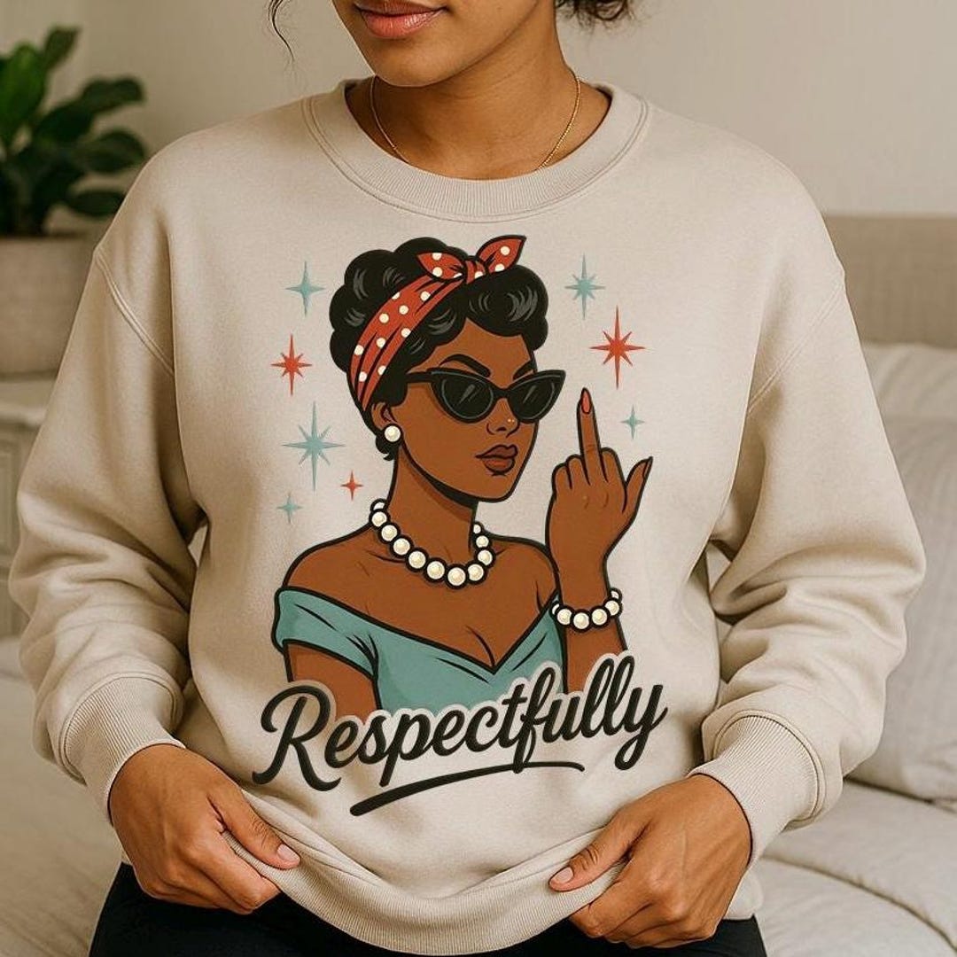 Retro Black Woman PNG, Respectfully Middle Finger, Vintage Attitude ...