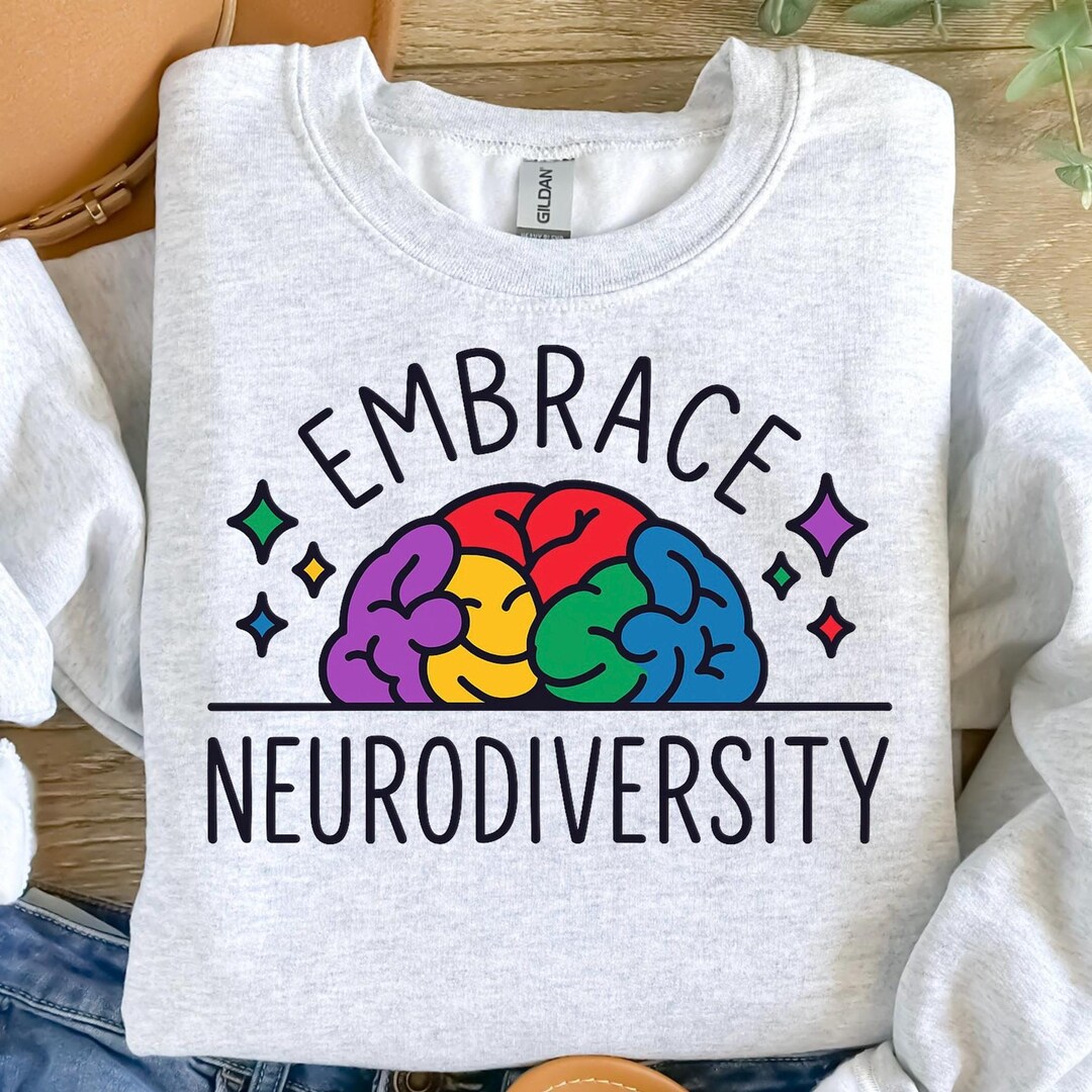 Embrace Neurodiversity PNG, Colorful Brain Sublimation Design With ...