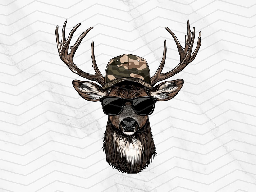 Deer Hunting PNG, Cool Buck With Camo Hat and Sunglasses, Hunting ...