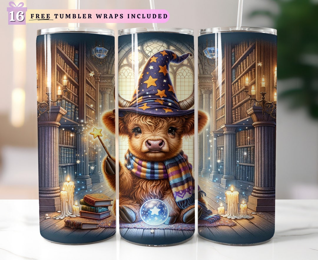 Wizard Highland Cow Tumbler Design, 20oz Skinny Sublimation, Magic ...