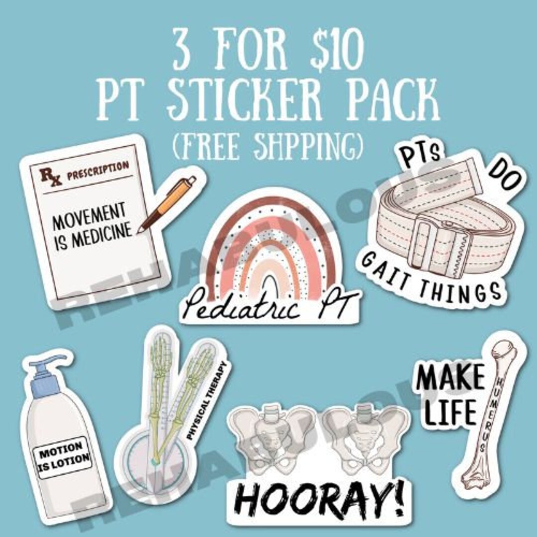 PT Month Stickers - Choose 3 Physical Therapist Stickers, PTA, Gift for ...