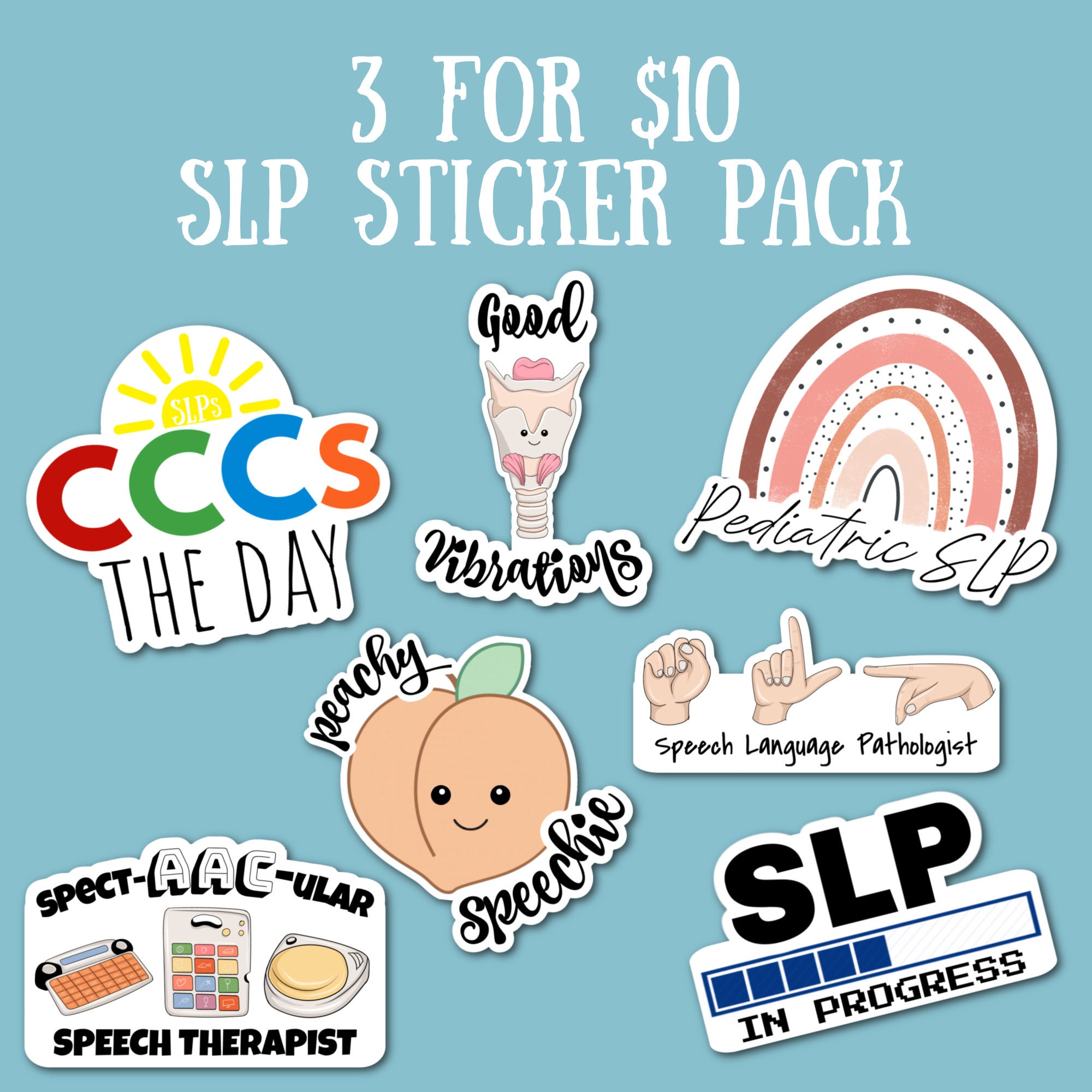 Choose 3 Speech Therapy Stickers, SLP, Gift for Speech Therapist or ...