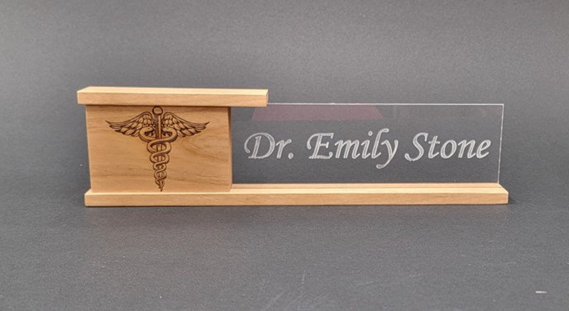 Wood Name Plate for Desk, Personalized Desk Name Sign, Engraved Name ...