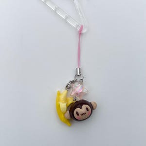Blushing Monkey & Banana Handmade Phone Charm / Bag Charm / Keychain - Etsy
