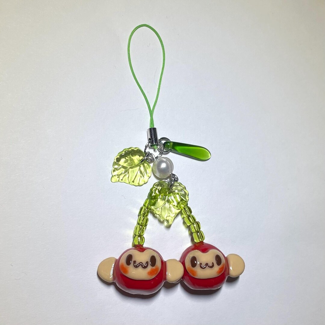 Cherry Monkey Handmade Polymer Clay Phone Charm / Bag Charm / Keychain ...