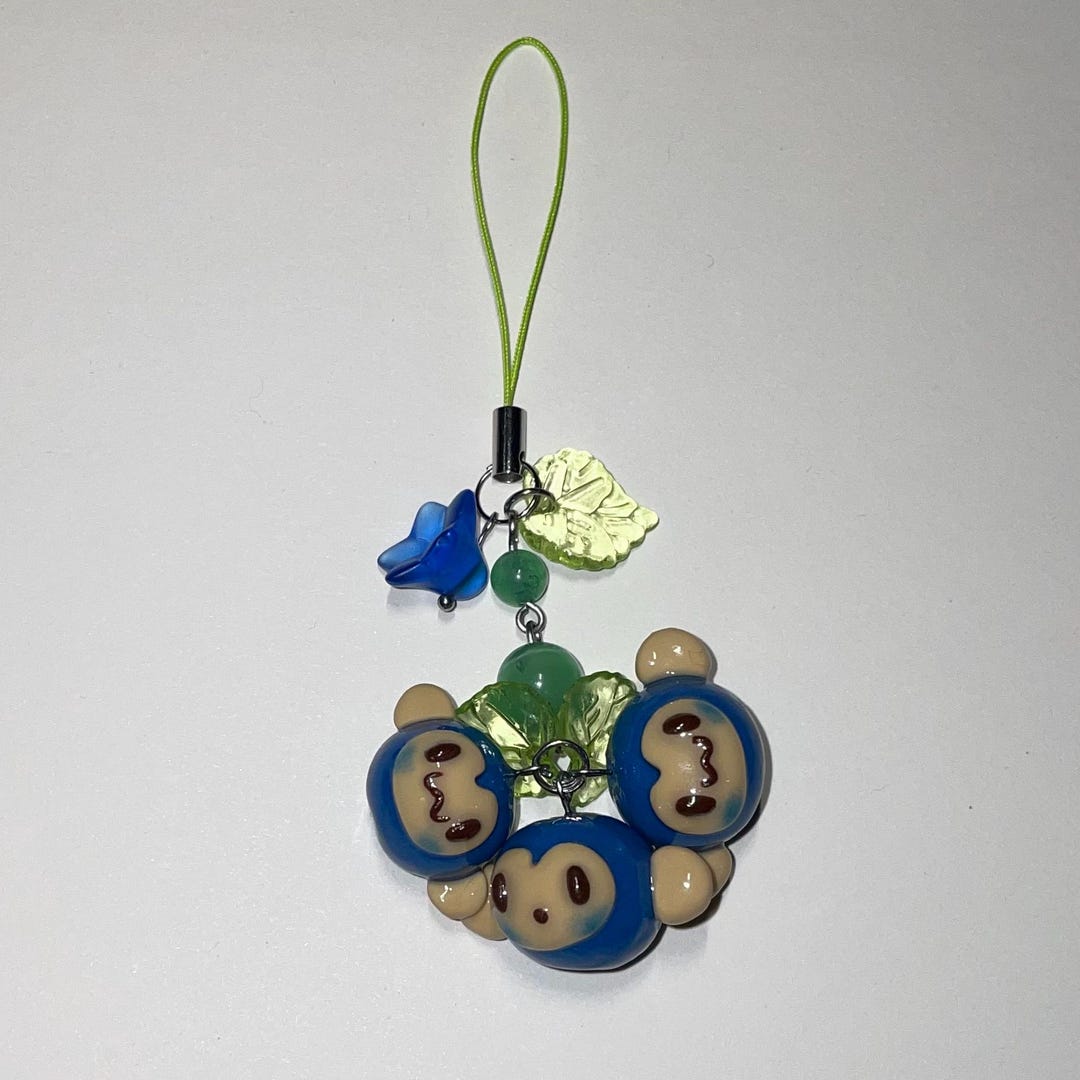 Blueberry Monkey Handmade Polymer Clay Phone Charm / Bag Charm ...