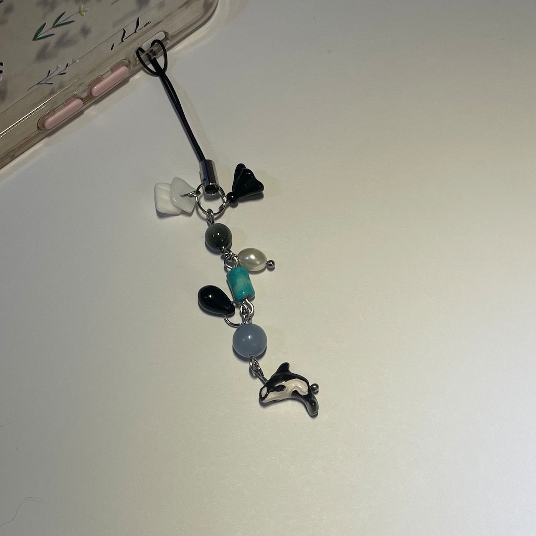Ceramic Orca Phone Charm / Bag Charm / Keychain Mini Orca, Gemstone ...
