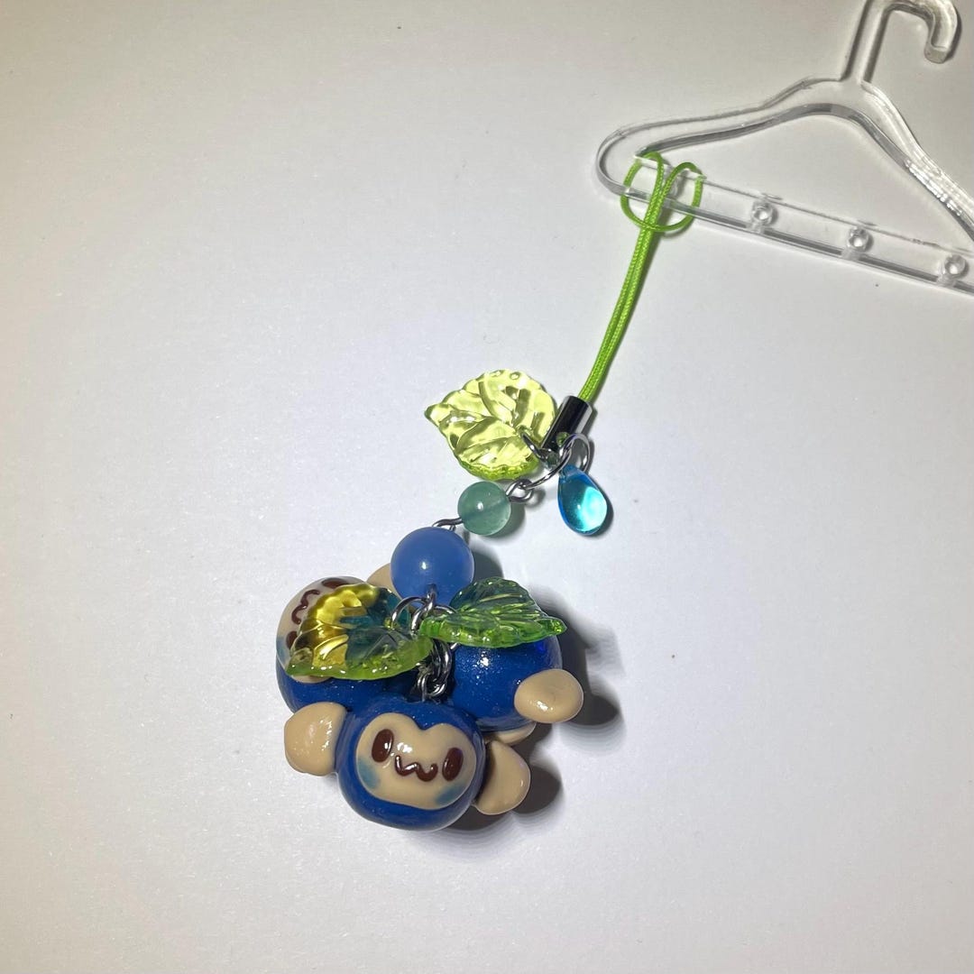 Blueberry Monkey Handmade Polymer Clay Phone Charm / Bag Charm ...