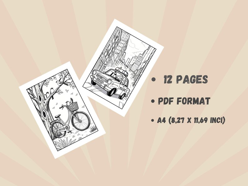 12 Cute Vehicles Coloring Pages – Printable Kids Activity, Instant ...