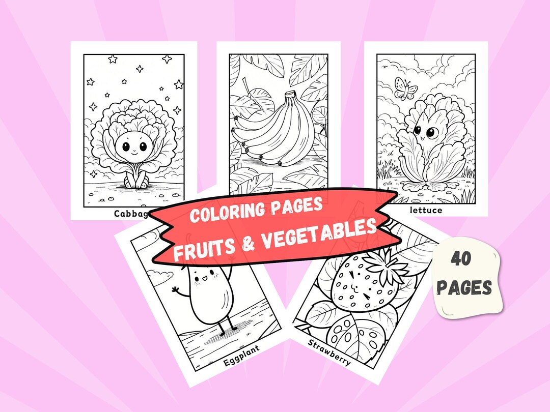 40 Cute Fruits & Vegetables Coloring Pages – Printable Kids Activity ...