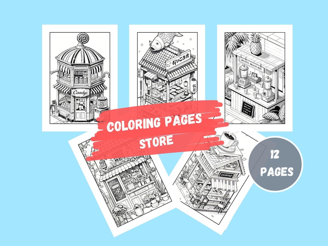 12 Coloring Pages – Store. Printable Kids Activity, Instant Download - Etsy