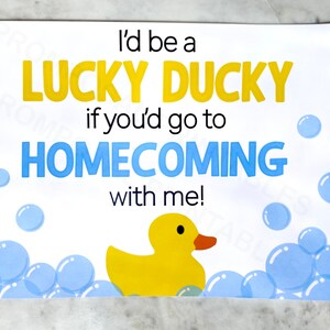 Homecoming Promposal Ask Idea Printable "i'd Be a Lucky Ducky If You'd ...